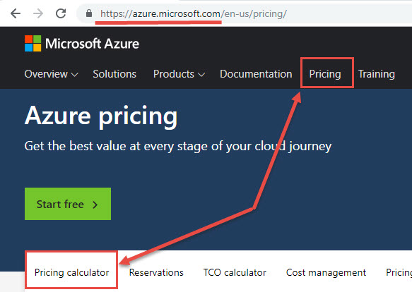 Azure Pricing Calculator