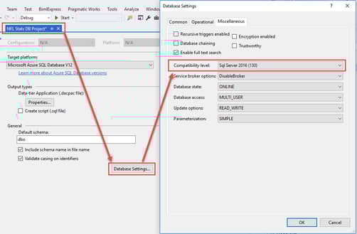 Database Properties in Visual Studio Database Projects