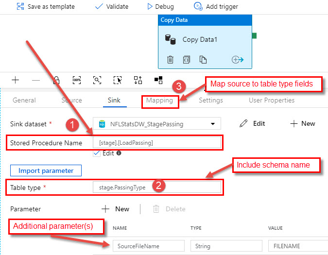 Using Stored Procedure in Azure Data Factory